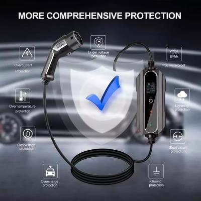 中国 10A 16A Adjustable EVSE Level 2 Type 2 Portable EV Charger With Schuko 販売のため