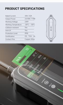 中国 10A 16A Adjustable EVSE Level 2 Type 2 Portable EV Charger With Schuko 販売のため