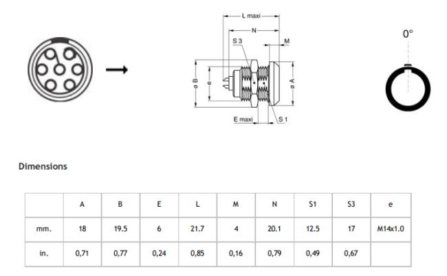 Size diagram of Lemo K Series Connector