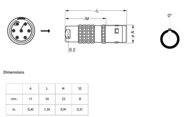 Technical drawing of Lemo K Series Connector