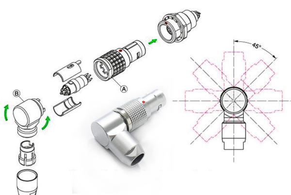 Enchufe ajustable FSG.0B.305 del codo de los conectores 5pin de la serie de Lemo B del ángulo