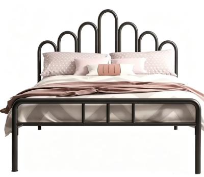 China European Style Metal Bed Frame with Decorative Headboard Thickened Steel Frame and Noise Reducing Design for sale