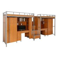 China KD structure Double Layer Metal Bunk Bed Frame With Desk for sale
