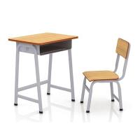 China Solid Wood Powder Coated Student Desk with Attached Chair 750x600x400mm for sale
