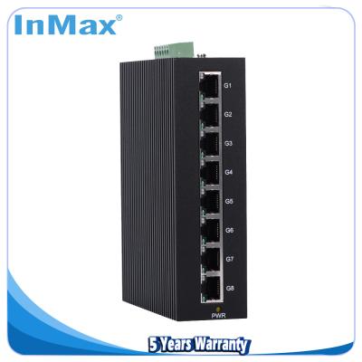 China 8 ports 10/100/1000M full gigabit Industrial network Ethernet din-rail Switch for IP camera use for sale