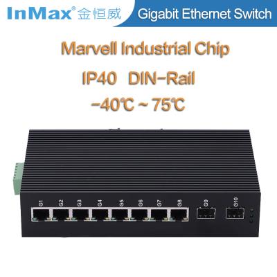China 10 Ports Full gigabit network Switch with 2 SFP slots 10 /100/1000Mbps IP40 protection for sale