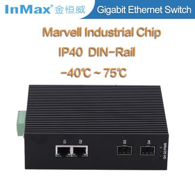 China 4 ports gigabit switch, 2 SFP slots and 2 RJ45 ports 10 /100/1000Mbase Ethernet Switch for sale