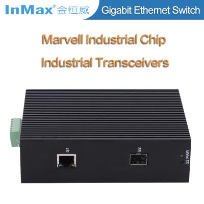 China 2 ports 10/100/1000M Din-Rail industrial network switch & media converters for sale