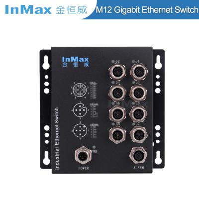 China EN50155 M508B X-code 1000Mbps 8 Port M12 Railway Gigabit Industrial Ethernet Switch for sale