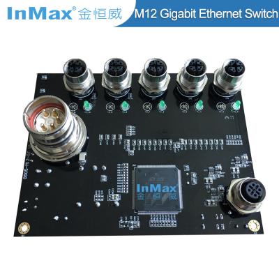 China EN50155 EN505A Power M23 X-code 1000M M12 5 Port Gigabit Car Industrial Ethernet Switch for sale