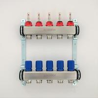 China 5 Loop/Port Underfloor Heating Manifolds With Adjustable Flow Meter for sale