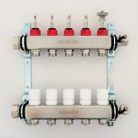China 5 Loop/Port Underfloor Heating Manifolds With Adjustable Flow Meter for sale