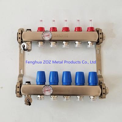 China Stainless Steel Manifolds Set For Underfloor Heating With Temperature Gauge (0-80°C ) for sale