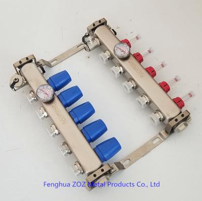 China Stainless Steel Manifolds Set For Underfloor Heating With Temperature Gauge (0-80°C ) for sale