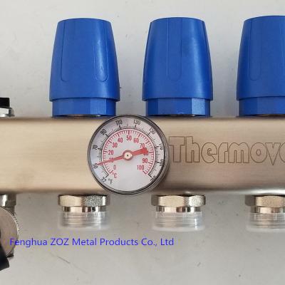 China Stainless Steel Manifolds Set For Underfloor Heating With Temperature Gauge (0-80°C ) for sale