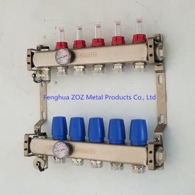 China Stainless Steel Manifolds Set For Underfloor Heating With Temperature Gauge (0-80°C ) for sale