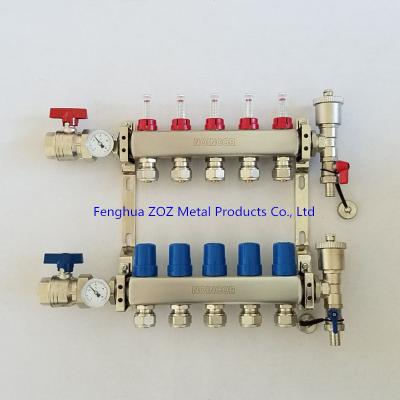 China Múltiple radiante de acero inoxidable de la calefacción de piso con colocaciones de la compresión de PEX del 1/2” en venta
