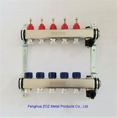 China múltiple de acero inoxidable del metro de flujo de 5 puertos, múltiple de la calefacción radiante, bomba que mezcla el múltiple modular en venta