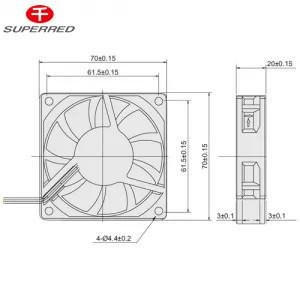 Cina 150 g Ventilatore di raffreddamento senza spazzole 70x70x20 25-50 DBA Basso rumore in vendita