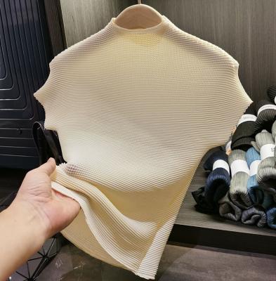 China Women's Summer New Classic Versatile Stretch Comfortable Pullover Peplum Top Solid Color Stand Collar Short Sleeve T-shirt for sale