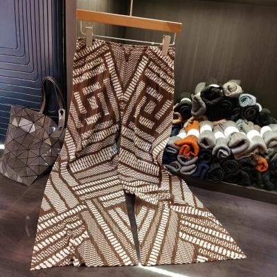 China New European & American Women's Casual Summer Pants High Waist Irregular Stripe Printed Loose Joker Straight Wide Design for sale