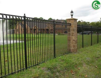 China Guangzhou factory price front yard metal fence design 3 rails flat top fencing for sale