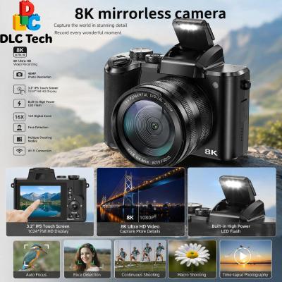 China DLC DC226 Global Hot Seller Vlog Camera with 3.2 Inch IPS Touch Screen Dual Lens 8k Photo Anti Shake for Content creator for sale
