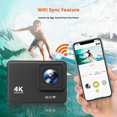 China DLC 4K Ultra HD 24MP 30M Deep Waterproof Dual Mode Action Camera 170 Wide Angle EIS Stabilization WiFi Remote Control Car Dash for sale