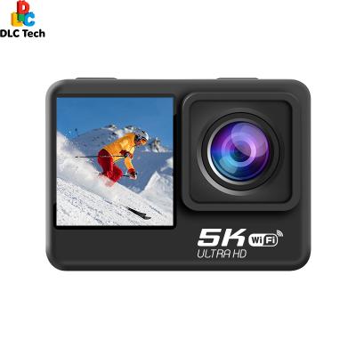 China DLC 5K Ultra HD Dual Front Back Screen Action Camera with  30M Waterproof Anti Shake WiFi Sports Camera Car Dash Cam for Surfing for sale