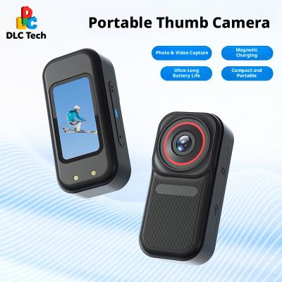 China DLC 26g Ultra Light Mini Thumb Wearable Camera WiFi 1080P Waterproof Dual Screen Pet Collar Recorder Magnetic Charging Loop for sale