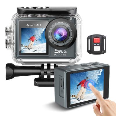 China 5K Dual Touch Display Underwater Action Camera with Electronic Image Stabilization WiFi and Remote Control for Skiing Surfing for sale