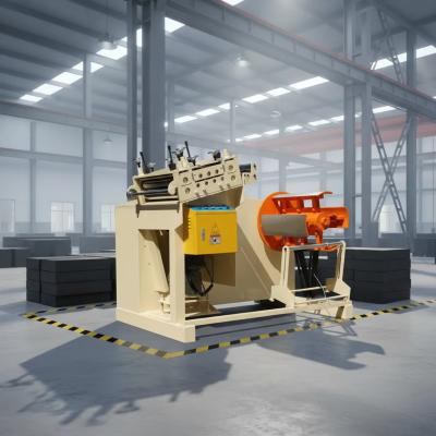 China Metal Coil Processing 2 in 1 Uncoiler and Straightener with Rubber Covered Roller for sale