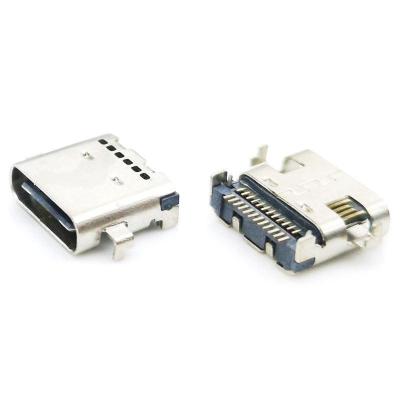 中国 USB-31S-F-04B 3.5A現在の24P USB 3.1のタイプC女性の容器のソケット直角PCB SMTの二重列タブのタイプCの女性 販売のため