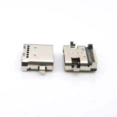 中国 USB-31S-F-04B 3.5A現在の24P USB 3.1のタイプC女性の容器のソケット直角PCB SMTの二重列タブのタイプCの女性 販売のため