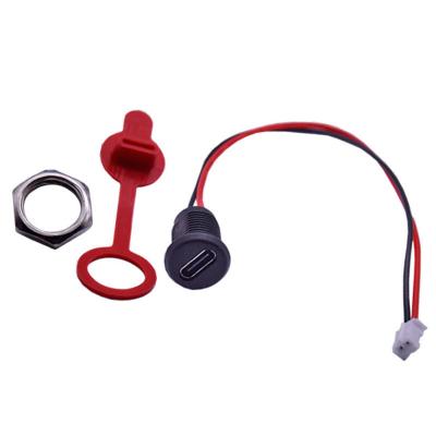 China Waterproof Threaded Panel Mount USB Type C Female Connector Jack Wire Assembly with Screw for sale