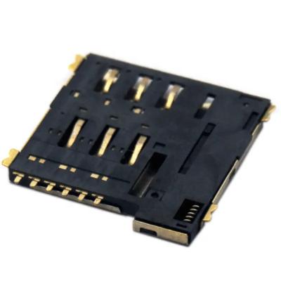 China Micro tipo H=1.35 6 Pin Slot Socket Connector de Sim Card Adapt Push Push SMT à venda