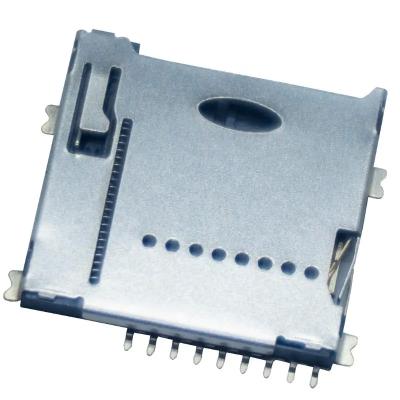 中国 押し押しTFのカード読取り装置のソケットのアダプターSdのメモリ・カードのコネクターH1.4 9pin 販売のため