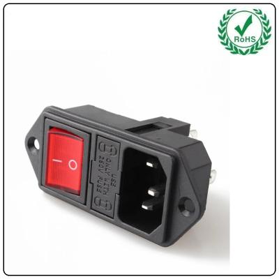 Cina Commutatore maschio del fusibile di spina del modulo dell'entrata di Pin IEC320 C14 dell'incavo di potere di CA C14 10A 250V 3 in vendita