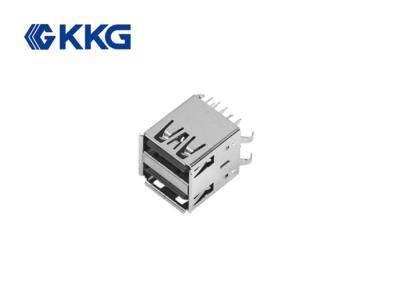China Conector USB femenino doble con el hierro negro Shell de la base que ensancha en venta