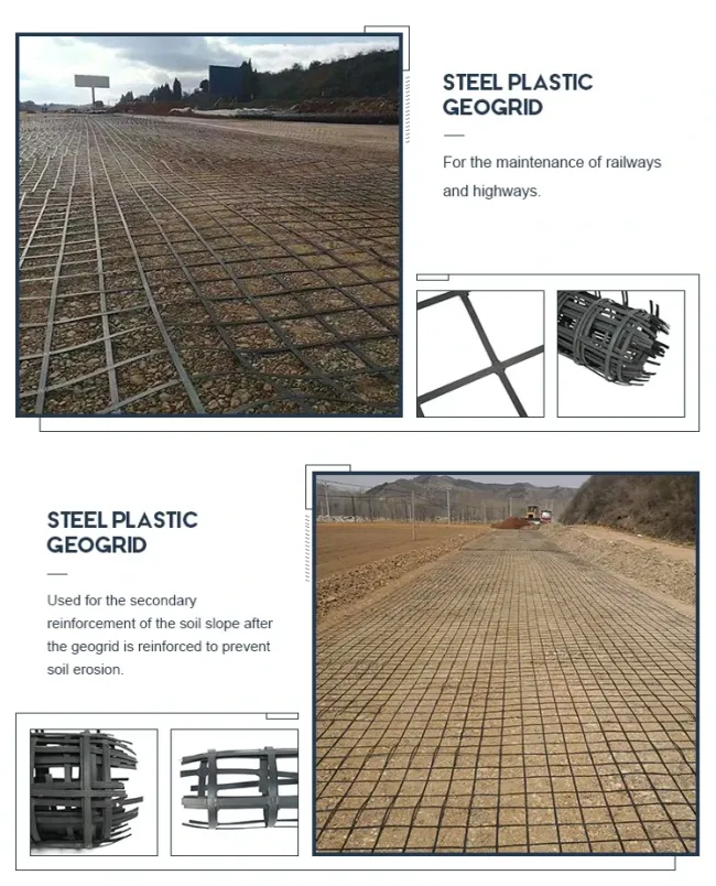 Factory Price 30kn 50kn 60kn 80kn 100kn 120kn Steel Plastic Composite Geogriddriveway Geogrid for Road Construction Geogrid