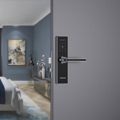 China Goodum Tuya APP Wifi Remote Unlock Fingerprint Password RF Card Smart Door Lock H58W For Wooden Door for sale