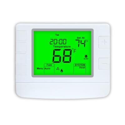 China Programable de una sola etapa 2 calefacción y 1 refrigeración 24V pantalla LCD de habitación digital termostato sistema de aire acondicionado en venta