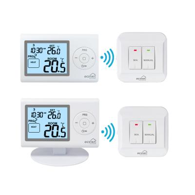 China Control Temp Range 5°C-35°C Wireless Room Thermostat with Power supply 2*AAA Battery and RoHS CE ISO Certification for sale