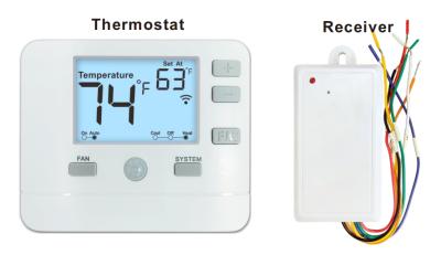China Non-programmable Wireless Room Thermostat with Temperature Control and 2*AAA Battery Power Supply for sale