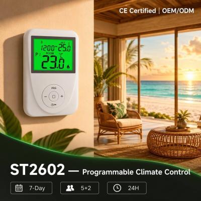 China 130 X 86 X 28 Mm Underfloor Heating Room 7 Day Programmable Thermostat for Underfloor Heating Systems Display Temperature Range 0°C 40°C in 0.1°C Increments for sale