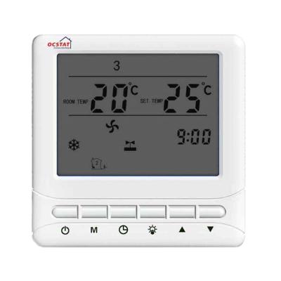China Weekly Programmable Fan Coil Thermostat Omron Relay NTC Sensor CE RoHS for sale