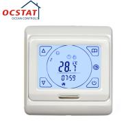China Touch Screen Weekly Programmable Electronic Room Thermostat 230V 16A with 86×86×50mm Dimensions and 0-50℃ Temperature Range for sale