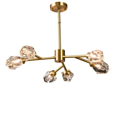 China Luxury brass home decoration golden Nordic K9 crystal modern chandelier LED crystal chandelier for sale
