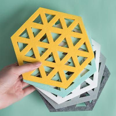 中国 Custom Hexagon Drink Cup Hollow Decorative Felt Coaster Set Fancy For Gift 販売のため