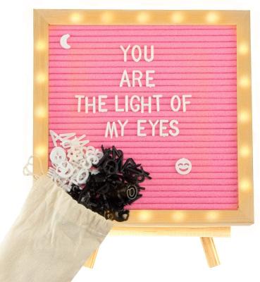 Cina Pink LED Lights Message Felt Letter Board 10X10 With Stand Letters And Numbers in vendita